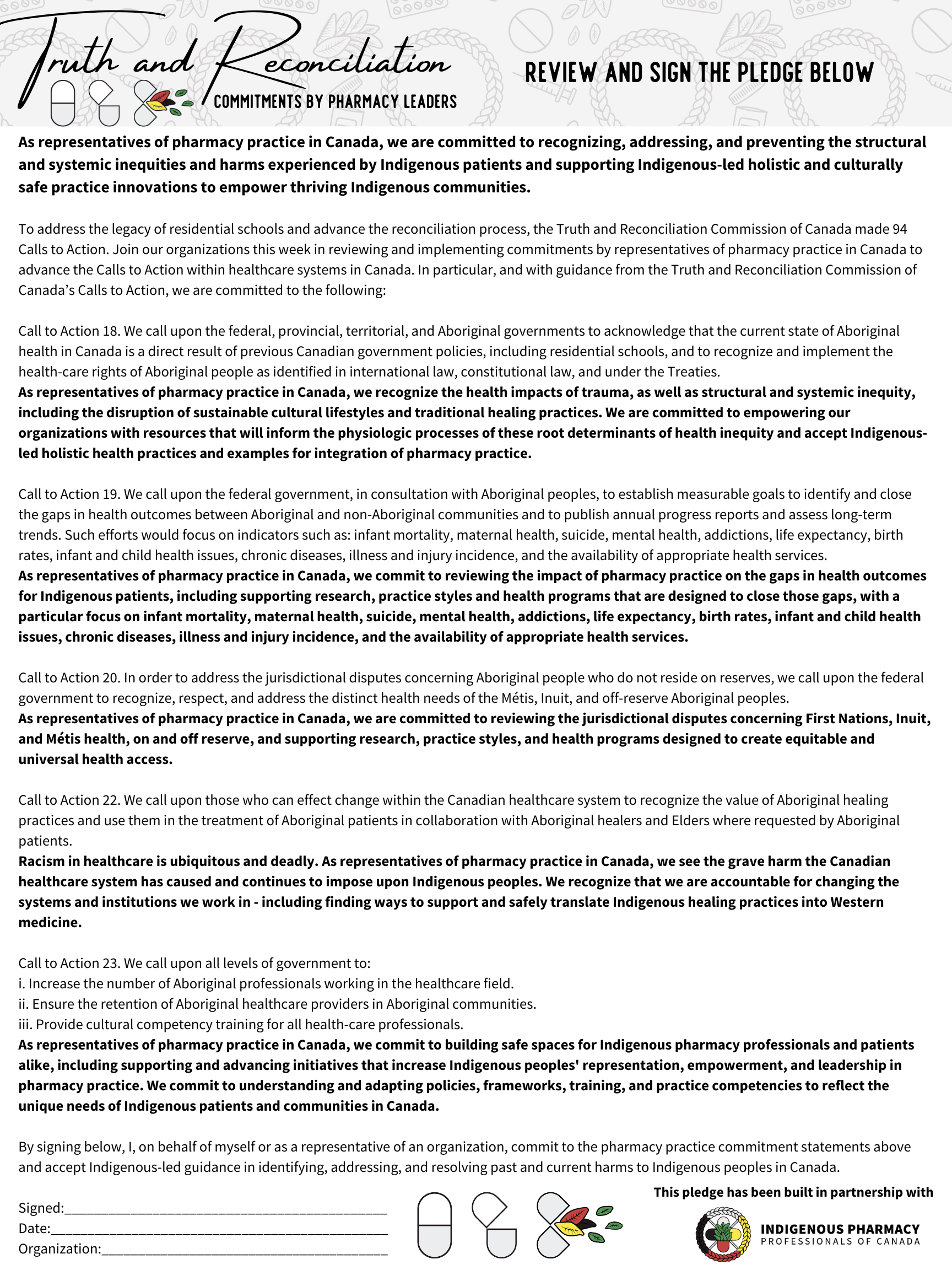 Pharmacy's Truth and Reconciliation Pledge — Indigenous Pharmacy ...